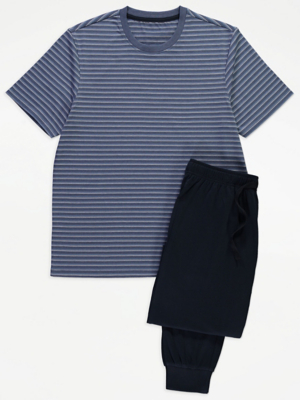 Navy Striped Short Sleeve Pyjamas | Men | George at ASDA