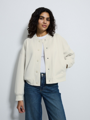 Cream Luxe Jersey Bomber Jacket | Women | George at ASDA