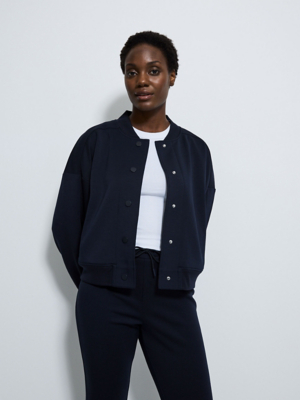Navy Luxe Jersey Bomber Jacket | Women | George at ASDA
