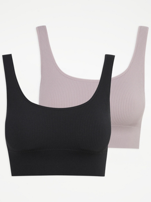 Ribbed Non-Wired Soft Comfort Bras 2 Pack | Lingerie | George at ASDA