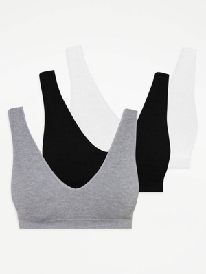 Deep V Neck Soft Comfort Seam Free Bras 3 Pack | Lingerie | George at ASDA