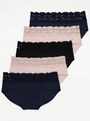 Lace Trim Short Knickers 5 Pack | Lingerie | George at ASDA
