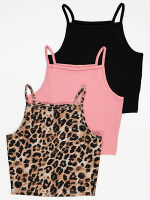 Animal Print Cami Tops 3 Pack | Kids | George at ASDA