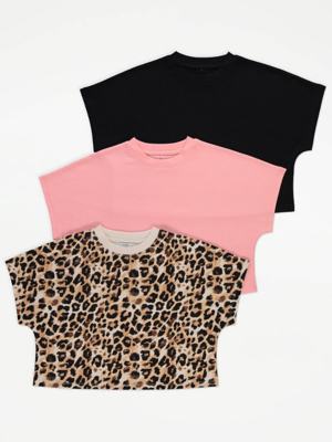 Animal Print Crop Tops 3 Pack | Kids | George at ASDA