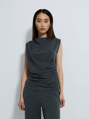 Slate Blue Ruched Side Draped Sleeveless Top | Women | George at ASDA
