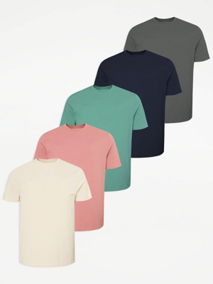 Crew Neck T-Shirts 5 Pack | Men | George at ASDA