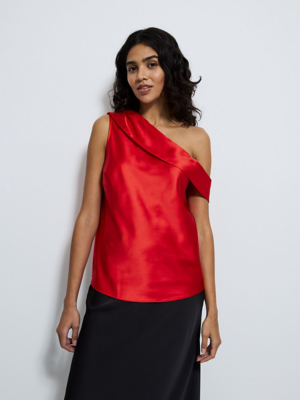 Red Satin One Shoulder Blouse | Women | George at ASDA