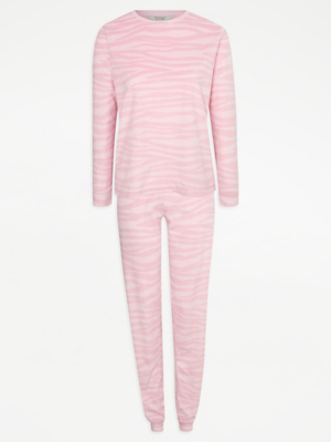 Pink Zebra Fleece Long Sleeve Pyjamas Gift Set | Lingerie | George at ASDA