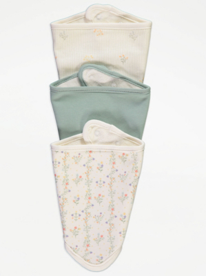 Pastel Floral Striped Dribble Bibs 3 Pack | Baby | George at ASDA