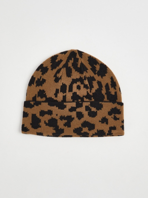 Leopard Knitted Beanie Hat | Women | George at ASDA