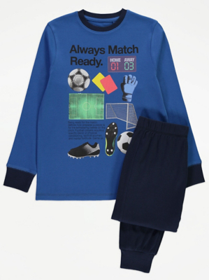 Blue Football Match Ready Long Sleeve Pyjamas | Kids | George at ASDA