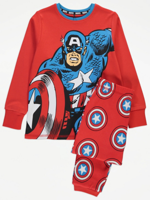 Marvel Captain America Red Long Sleeve Pyjamas | Kids | George at ASDA