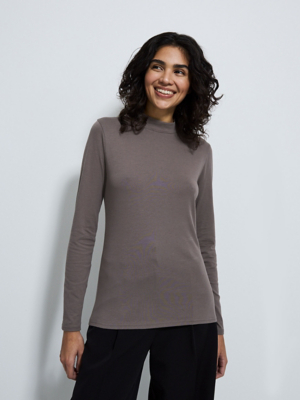Grey Stand Neck Long Sleeve Top | Women | George at ASDA