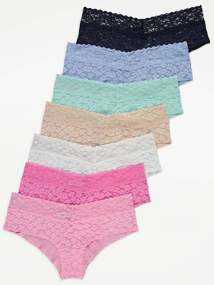 Floral Lace Hipster Short Knickers 7 Pack | Lingerie | George at ASDA