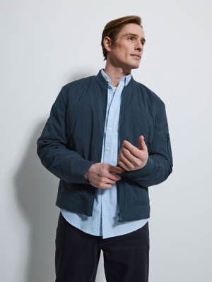 Slate Blue Lightly Padded Tech Bomber Jacket | Men | George at ASDA