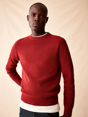 Red Cotton Blend Crew Neck Knitted Jumper | Men | George at ASDA