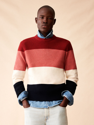 Red Colour Block Crew Neck Knitted Jumper | Men | George at ASDA