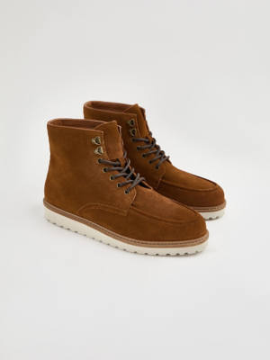 Tan Suede Lace Up Apron Boots | Men | George at ASDA
