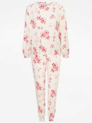 Cream Rose Soft Touch Long Sleeve Pyjamas | Lingerie | George at ASDA