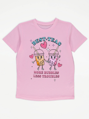 Pink Bubble Tea Best-Teas T-Shirt | Kids | George at ASDA
