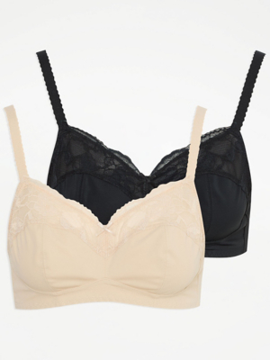 Lace Trim Non Padded Full Cup Bras 2 Pack | Lingerie | George at ASDA