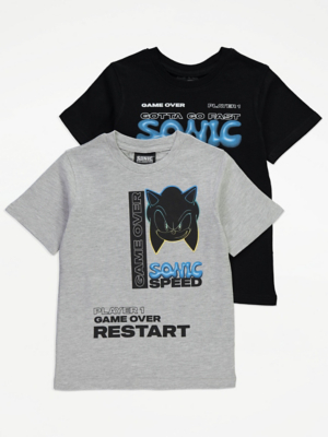 Sonic The Hedgehog Slogan T-Shirts 2 Pack | Kids | George at ASDA