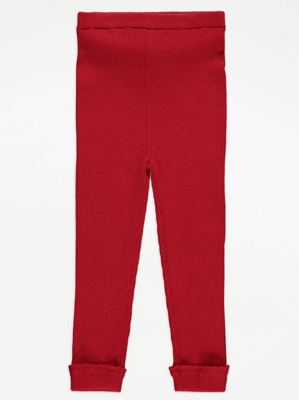Red Ribbed Knitted Leggings | Kids | George at ASDA