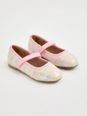 Rainbow Sequin Strap Fasten Ballet Shoes | Kids | George at ASDA