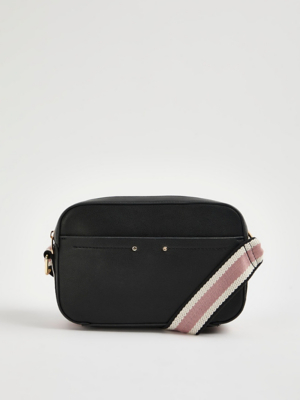 Black Faux Leather Striped Strap Camera Bag | Women | George at ASDA