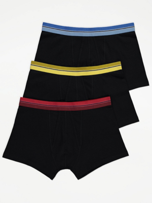 Black Contrast Waistband A-Front Trunks 3 Pack | Men | George at ASDA