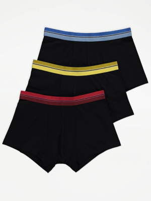 Black Striped Waist Hipster Trunks 3 Pack | Men | George at ASDA