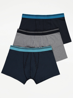 Navy Spot A-Front Trunks 3 Pack | Men | George at ASDA