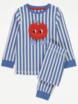Blue Stripe Walking Apple Long Sleeve Pyjamas | Kids | George at ASDA