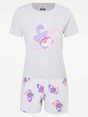 Disney Cheshire Cat Grey Ribbed Short Pyjamas | Lingerie | George at ASDA