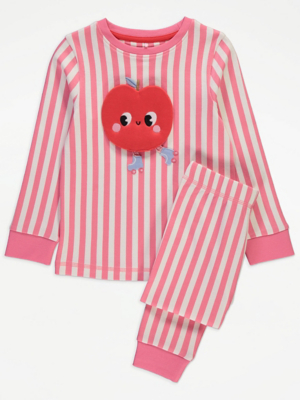 Pink Stripe Roller Skating Apple Long Sleeve Pyjamas | Kids | George at ...