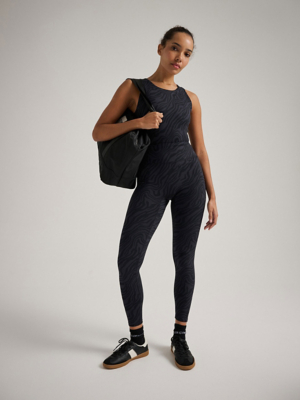 Gym Locker So Power Charcoal Zebra Leggings | Women | George at ASDA