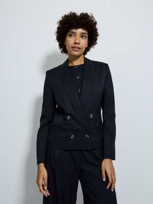 Navy Smart Boxy Cropped Blazer | Women | George at ASDA