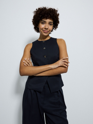 Navy Smart Crew Neck Waistcoat | Women | George at ASDA