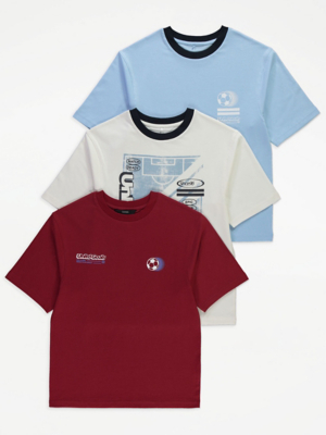 Retro Football T-Shirts 3 Pack | Kids | George at ASDA