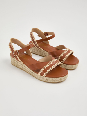Tan Raffia Low Wedge Sandals | Women | George at ASDA