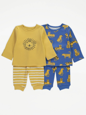 Striped Lion Tiger Long Sleeve Pyjamas 2 Pack | Baby | George at ASDA