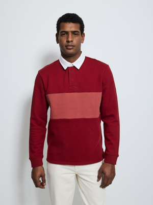 Red Colour Block Long Sleeve Rugby Sweatshirt | Men | George at ASDA