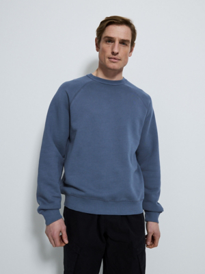 Slate Blue Crew Neck Heavyweight Sweatshirt | Men | George at ASDA