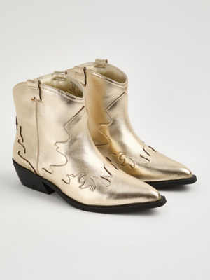 Gold Metallic Western Cowboy Boots | Women | George at ASDA