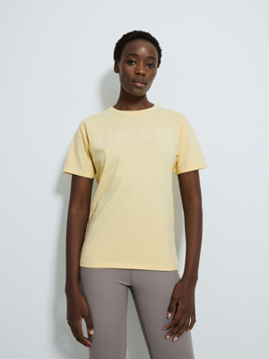 Light Yellow Liberté Embroidered T-Shirt | Women | George at ASDA