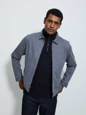 Slate Blue Twill Collared Harrington Jacket | Men | George at ASDA