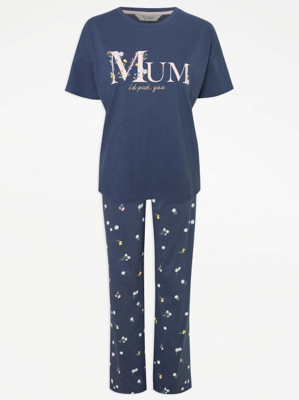 Blue Floral Mum I’d Pick You Short Sleeve Pyjamas | Lingerie | George ...