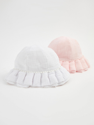 Pastel Frill Double Cloth Bucket Hats 2 Pack | Baby | George at ASDA