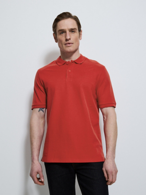 Red Textured Polo Top | Men | George at ASDA