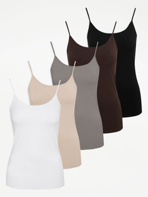 Neutral Cami Vest Tops 5 Pack | Women | George at ASDA